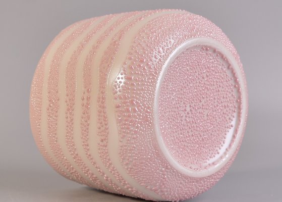 Pink Pearl Glazed Decorative Special Ceramic Candle Jars Embossed Craft