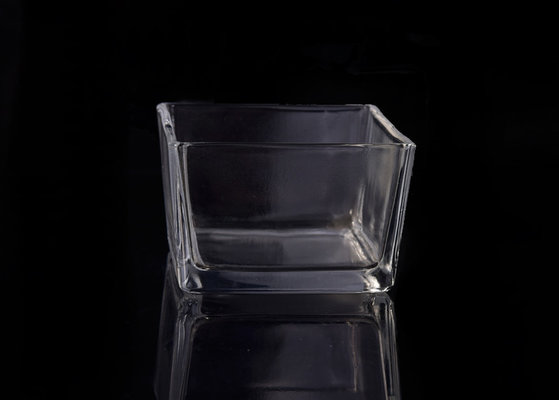 Clear Glass Candle Holder Square Short Glass Scented Soy Candle Making Jars