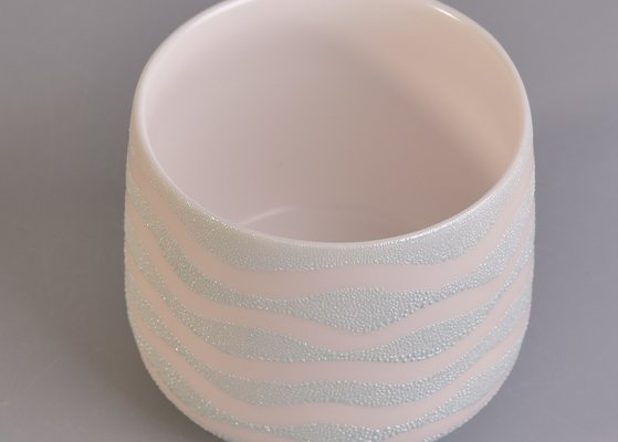 Pearl Glazed Iron Plating Ceramic Candle Vessels with Wave Pattern