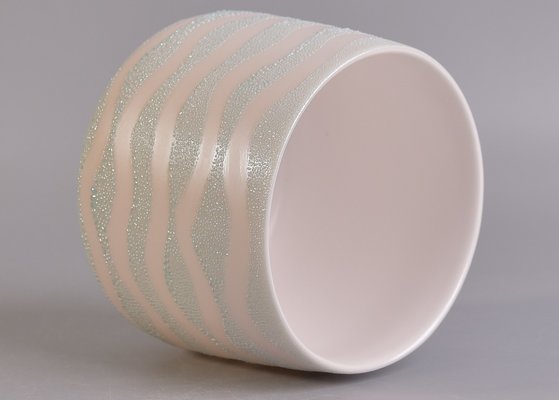 Pearl Glazed Iron Plating Ceramic Candle Vessels with Wave Pattern