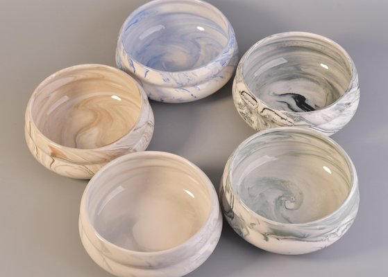 810Ml Marble Finish Ceramic Candle Vessel Home Decoration Calabash Design