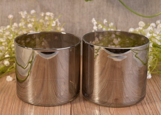 Luxury Silver Handmade Glass Candle Holders For Wedding / Home Decoration