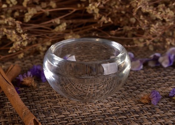 Heavy Transparent Clear Round Glass Candle Holder / Bowl Shape Glass Tealight Jar For Votive