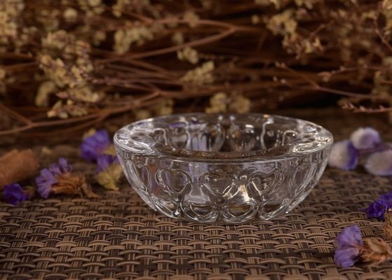 Heart Debossed Glass Tea Light Holders / Glass Candle Jars For Wedding Party