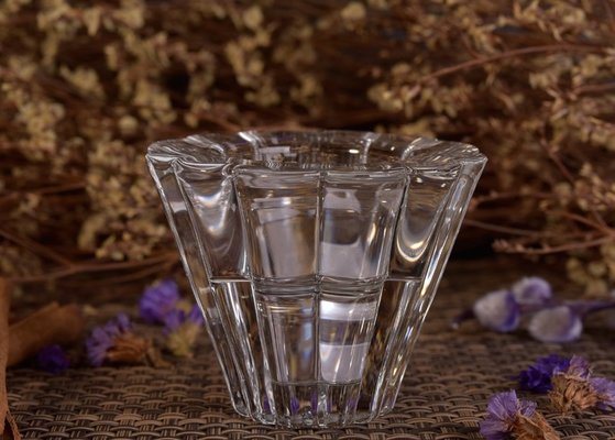 V Shaped Mini High White Glass Tea Light Holders , Glass Candlestick Holders