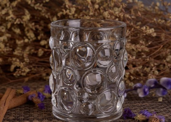 Transparent Thick Clear Glass Candle Holders Set With Nailed Pattern