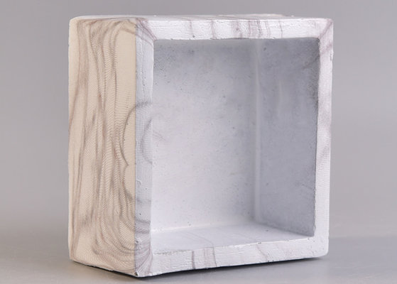 Short square shteight concrete scented soy candle containers grey marble effect