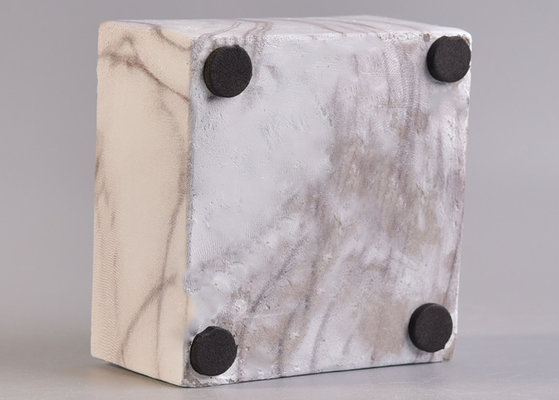 Short square shteight concrete scented soy candle containers grey marble effect