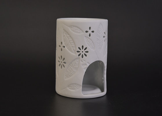 Snowflake Hellow Out Ceramic Candle Amaro Burners White Debossed Leaves