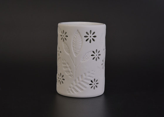Snowflake Hellow Out Ceramic Candle Amaro Burners White Debossed Leaves