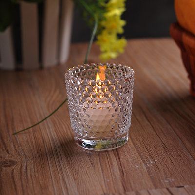 Recycled High White Glass Tealight Candle Holders For Wedding Decoration