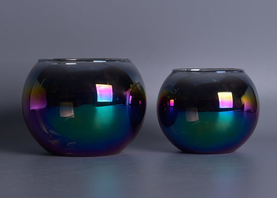 Transparent Thick Clear Glass Candle Holders Set With Nailed Pattern