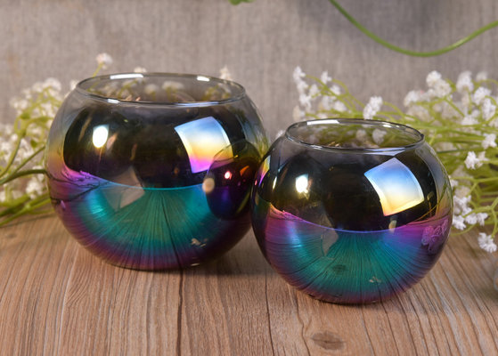 Transparent Thick Clear Glass Candle Holders Set With Nailed Pattern