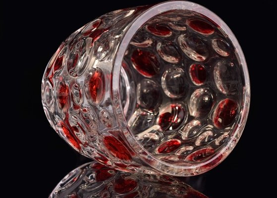 Home Decor Glass Candlestick Holders , Hobnail Dots Emboss Glass Candle Jar