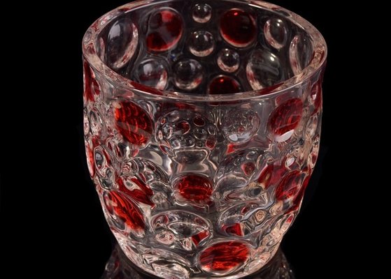Home Decor Glass Candlestick Holders , Hobnail Dots Emboss Glass Candle Jar