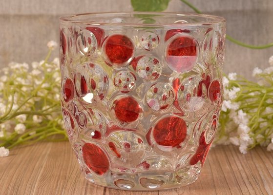 Home Decor Glass Candlestick Holders , Hobnail Dots Emboss Glass Candle Jar