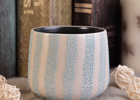 Interior Ceramic Candle Holders 439Ml Pearl Glazed External Black Glazed