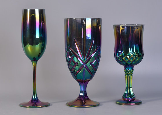 6Oz Ion Electroplated Glass Champagne Stemware Wine Glasses For Candle Making