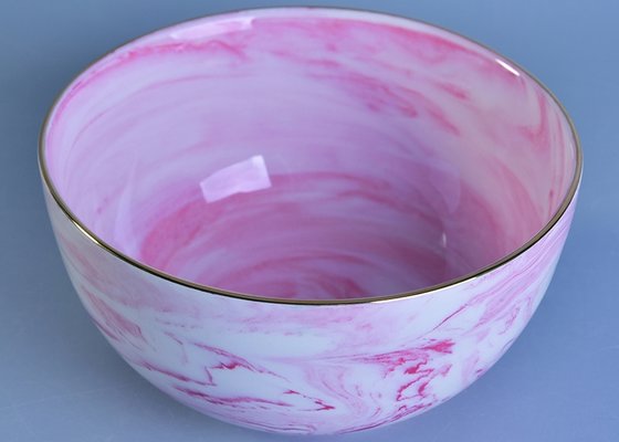 Unique marble effect Ceramic Candle Holder , colored ceramic candle bowl with gold rim