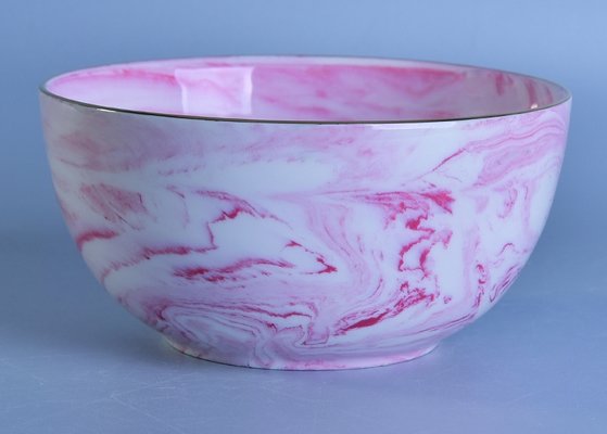 Unique marble effect Ceramic Candle Holder , colored ceramic candle bowl with gold rim