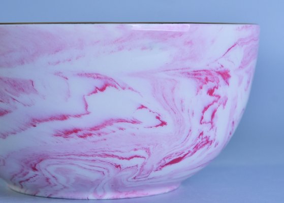 Unique marble effect Ceramic Candle Holder , colored ceramic candle bowl with gold rim