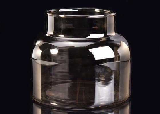 Machine Decorative Glass Candle Holder , Brown Smoking Grey Glass Candle Jars Container