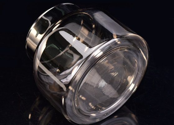 Machine Decorative Glass Candle Holder , Brown Smoking Grey Glass Candle Jars Container