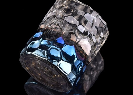 Debossed Iridescent Glass Candle Holders For Wedding Home Decoration