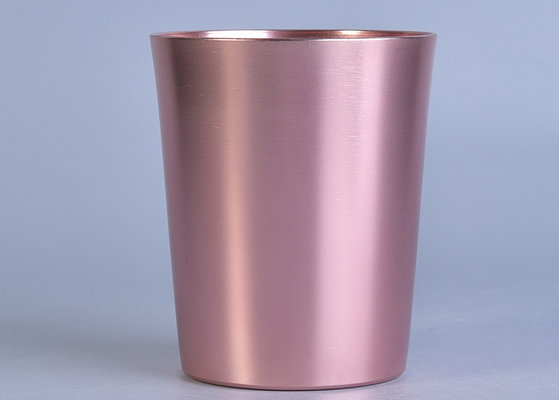 Red Cooper Color Cylinder Tin Candle Holders V Shaped Metal Candle Making Jars Decor