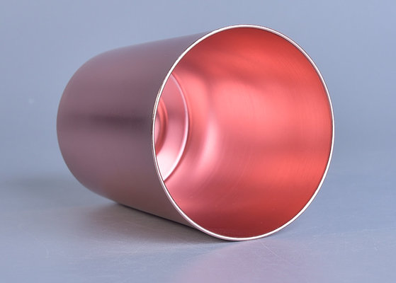 Red Cooper Color Cylinder Tin Candle Holders V Shaped Metal Candle Making Jars Decor