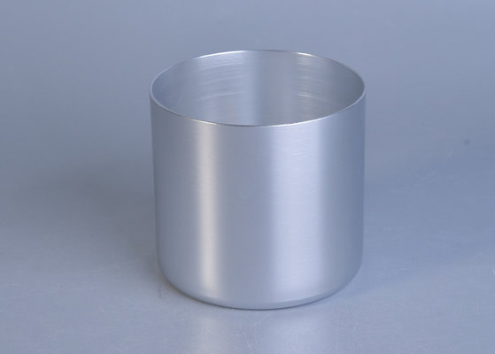 Silver Aluminum Metal Tin Candle Holders Refilled Round Cylinder For Party / Wedding