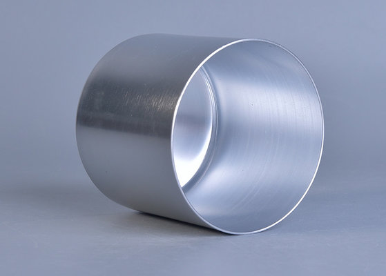 Silver Aluminum Metal Tin Candle Holders Refilled Round Cylinder For Party / Wedding