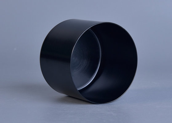 Short Cylinder Aluminum Metal Tin Can Candle Holders Black Color Painting