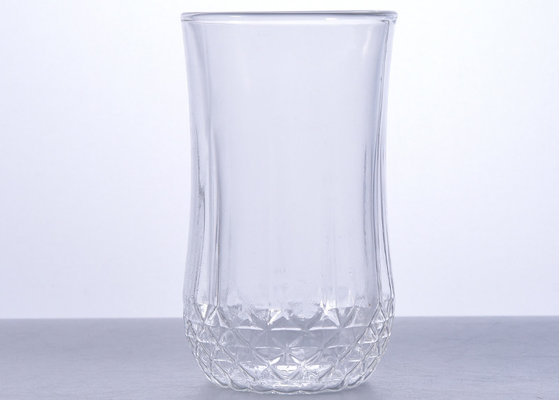 Embossed Pattern Glass Candle Holder Double Wall Eco Friendly For Coffee