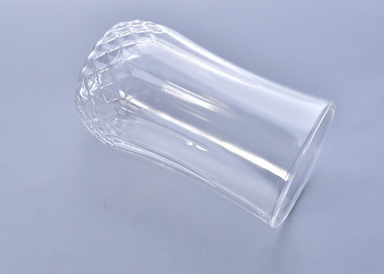 Embossed Pattern Glass Candle Holder Double Wall Eco Friendly For Coffee