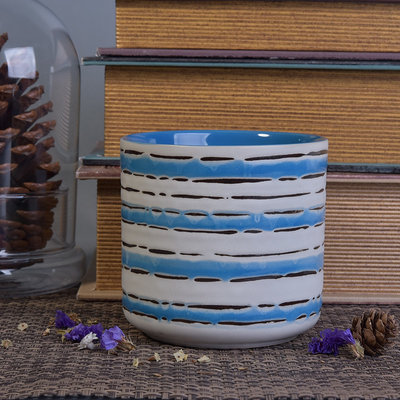 Eco-friendly Hand Painted Candle Cup Holders Ceramic Candle Jars