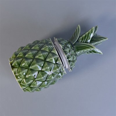 Hot Sale Green Pineapple Ceramic Candle Jar With Lids For Decor
