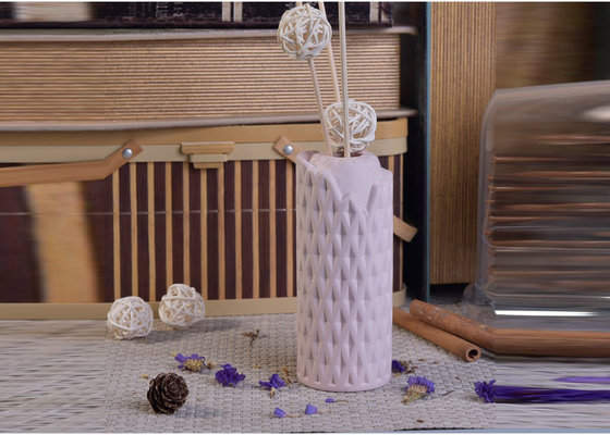 Matt Pink Woven Pattern Ceramic Aroma Diffuser Bottle for Home Fragrance