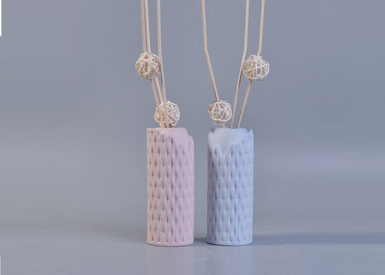 Matt Pink Woven Pattern Ceramic Aroma Diffuser Bottle for Home Fragrance