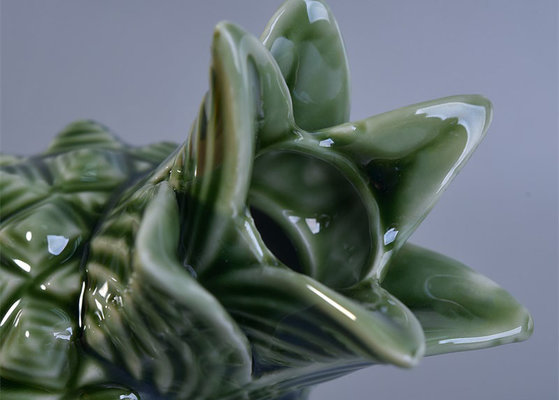 230ml green pineapple ceramic reed diffuser bottles with leaf lid for home deco