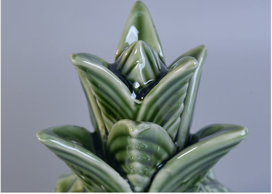 Green Glazing Pineapple Ceramic Candle Jar with lid for wedding decor