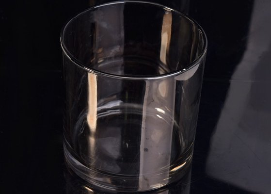 Ion Smoky Grey Plating Clear Glass Candle Holder For Home Decor , Electroplated Finish