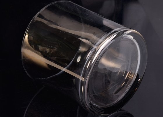 Ion Smoky Grey Plating Clear Glass Candle Holder For Home Decor , Electroplated Finish