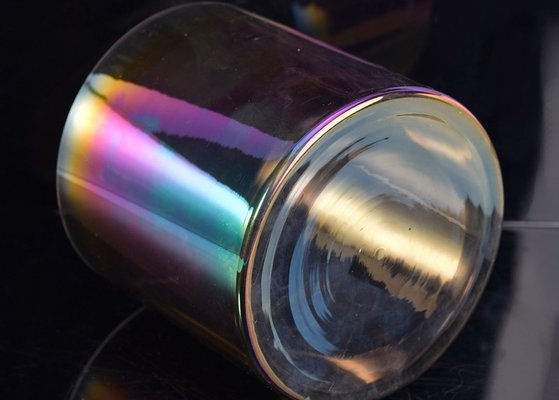 Glass Cylinder Candle Holders Wedding Decorative Rainbow Iridescent Glass Candle Jar