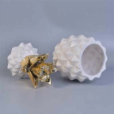 Pineapple Shaped white ceramic candle holder / Jars With Lids , Printing Logo