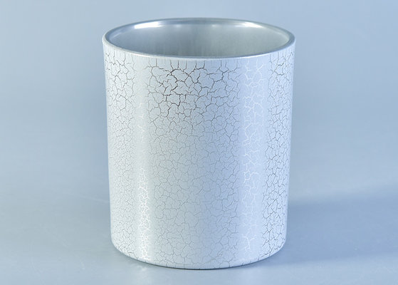 Bulk Glass Cylinder Candle Holder With White Crackle Finish For Home Decoration