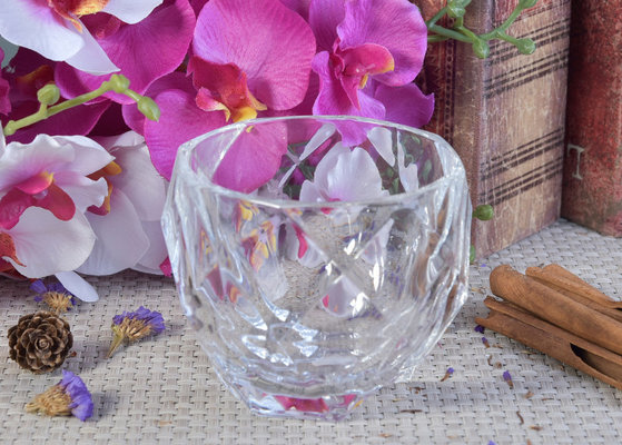 High White Crystal Candle Holders Glass , Diamond Shaped Glass Candlestick Holders