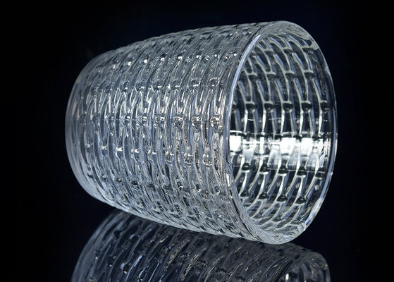 310Ml Capacity Crystal Candle Holder / Glass Tea Light Holders With Woven Pattern