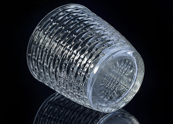 310Ml Capacity Crystal Candle Holder / Glass Tea Light Holders With Woven Pattern