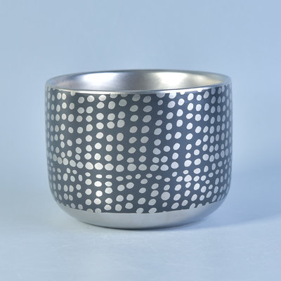 Custom Silver Ceramic Candle Holders / ceramic pillar candle holders 520 ml